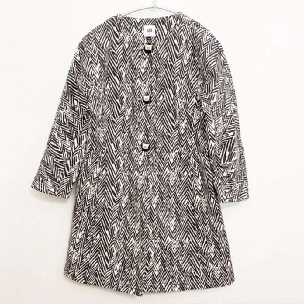 Cabi Black/White Zig Zag Ponte Knit Jacket - Gem